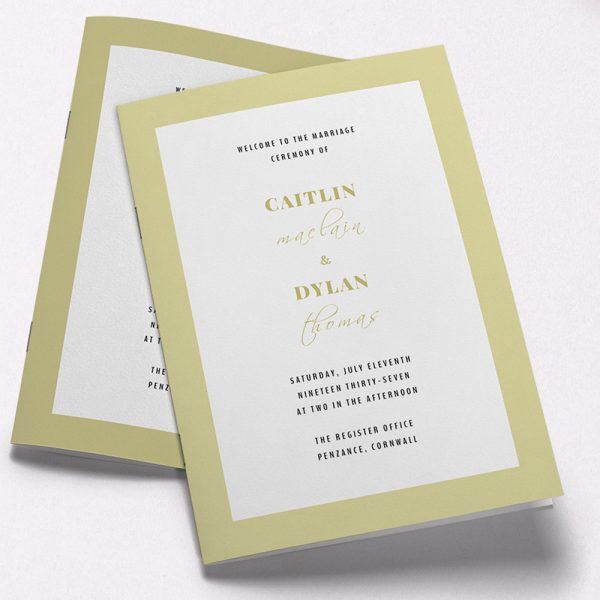Light Gold Border in Wedding Order of Service
