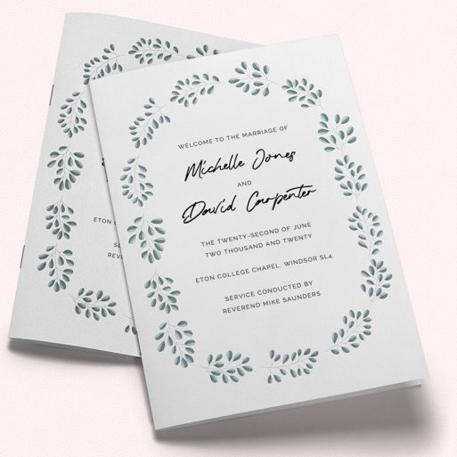 Simple Modern Floral in Wedding Order of Service