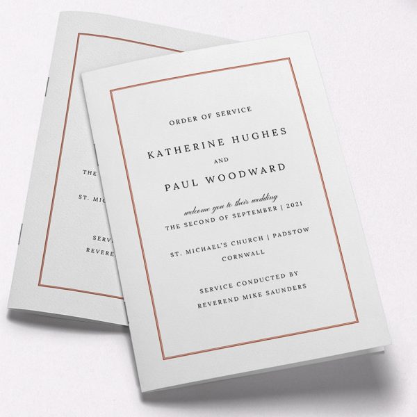 Ochre Border Traditional in Wedding Order of Service