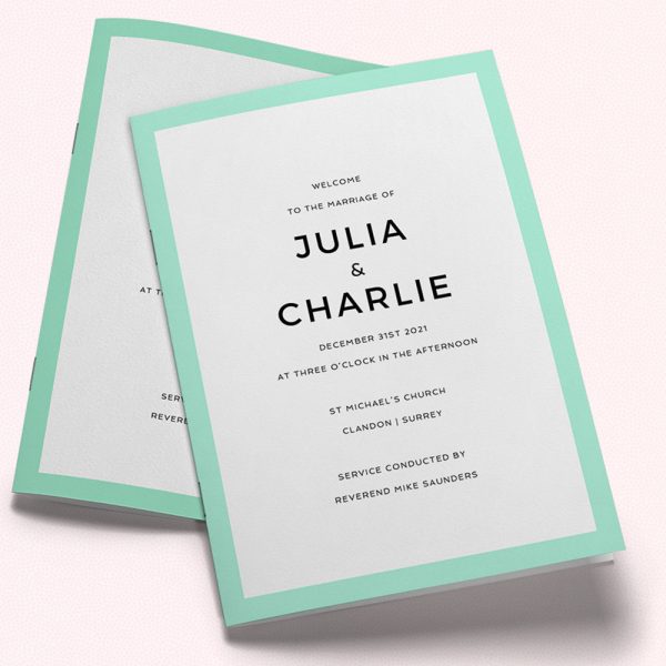 Simple Order of Service Mint Green in Wedding Order of Service