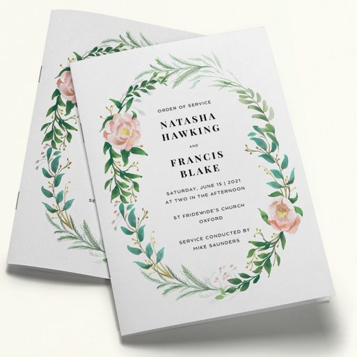 Classic Floral Order of Service in Wedding Order of Service