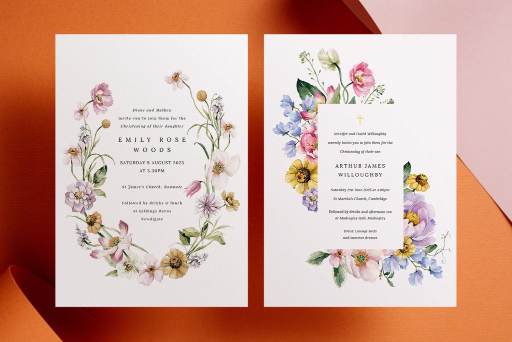 Paper choices for Christening invitations: smooth, textured or silk ...
