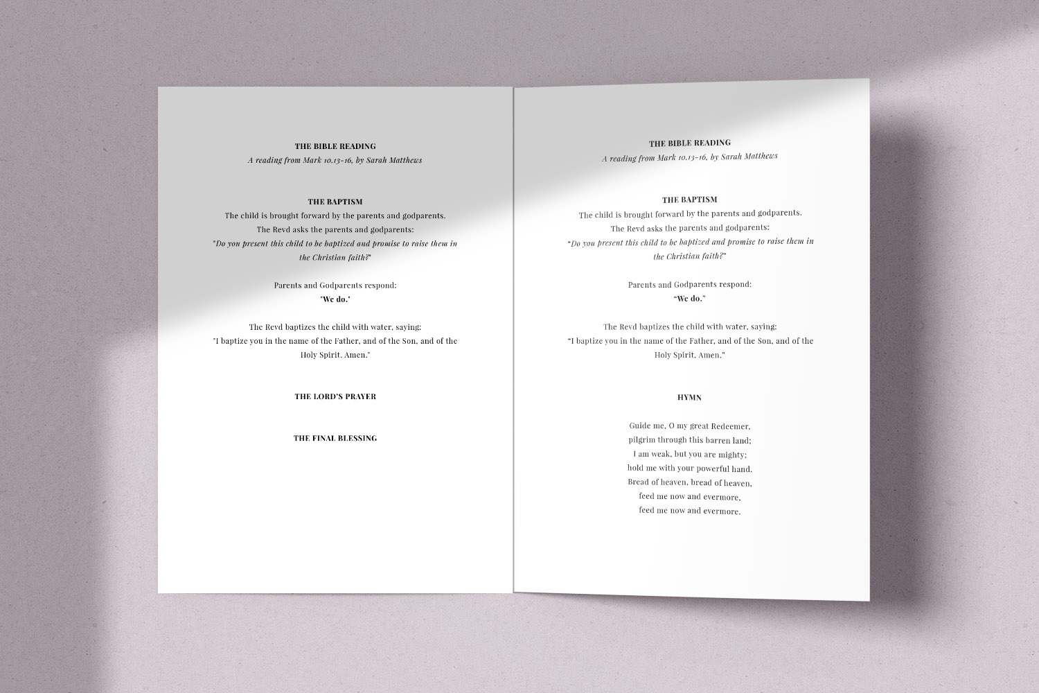 How to Format Hymns and Readings in a Christening Booklet - Utterly ...