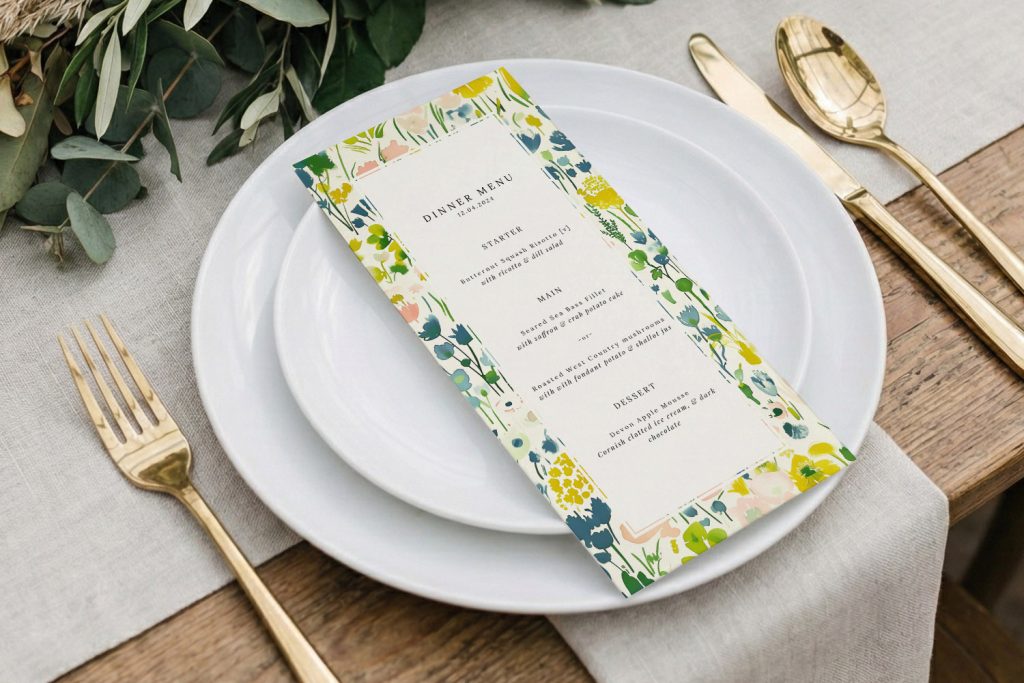Wedding Menu Size Guide: DL vs A5 vs 5×7 vs Square - Utterly Printable