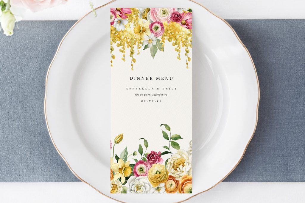 Wedding Menu Size Guide: DL vs A5 vs 5×7 vs Square - Utterly Printable