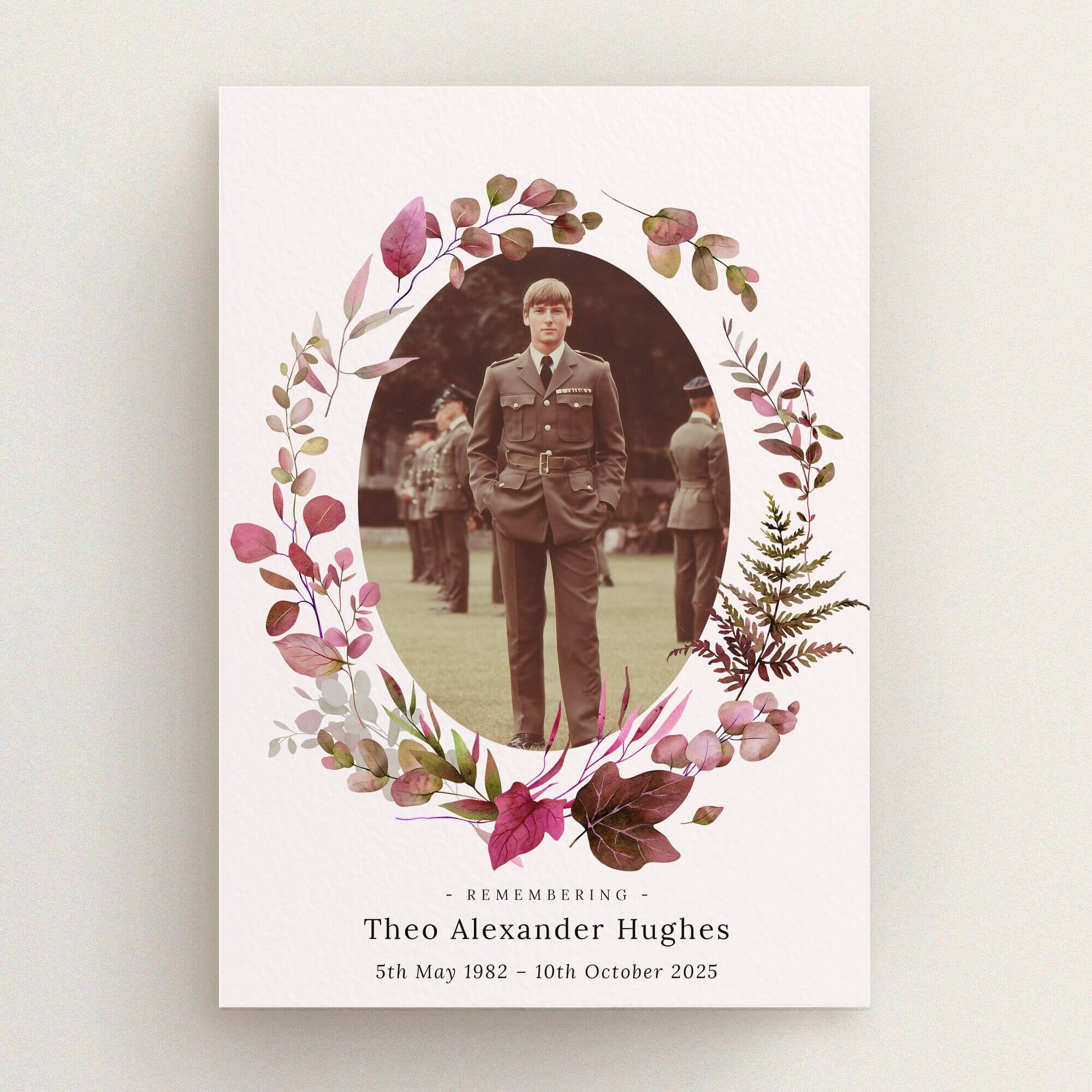 Autumn Foliage Frame in Funeral Announcements