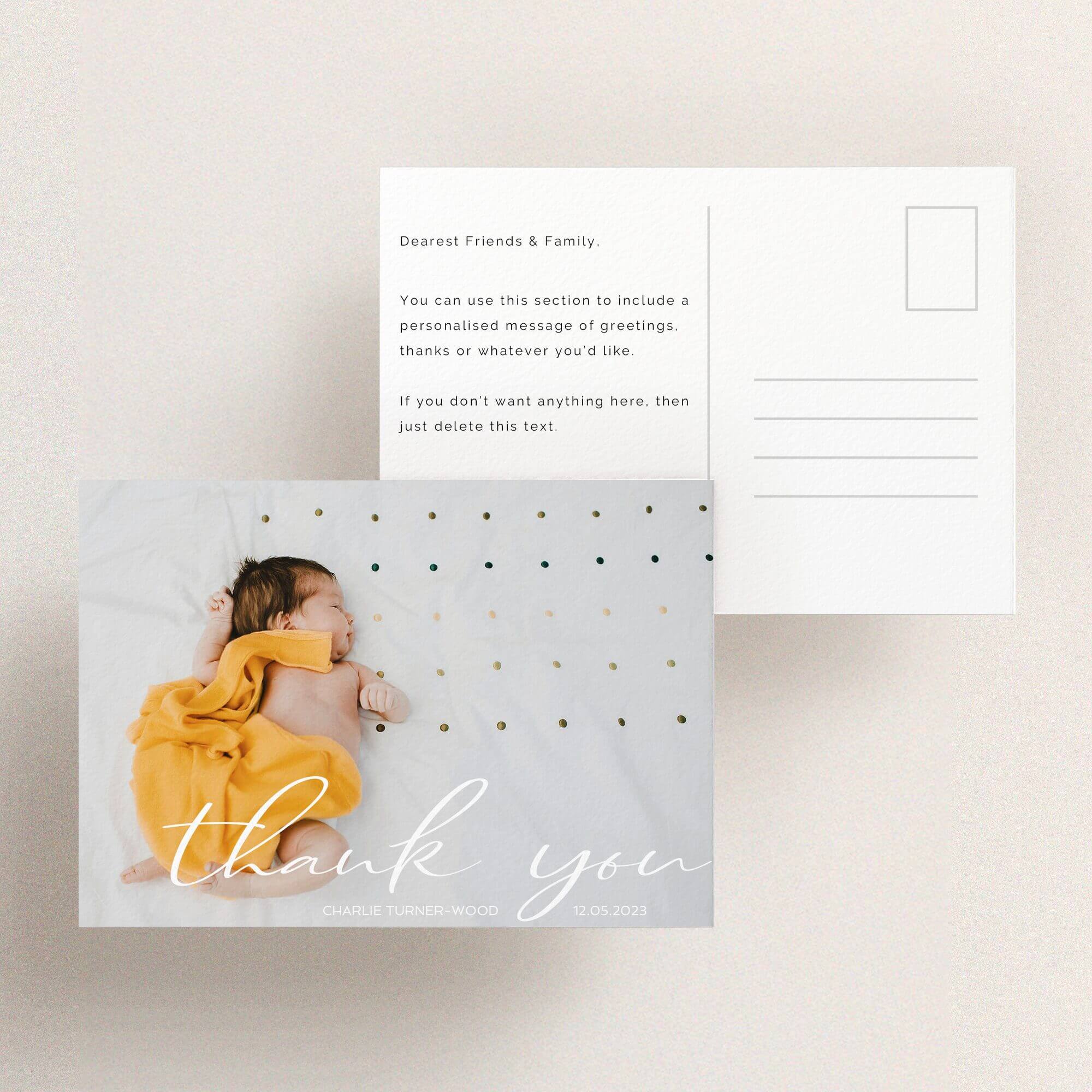 Handwritten Thanks in Baby Thank You Cards