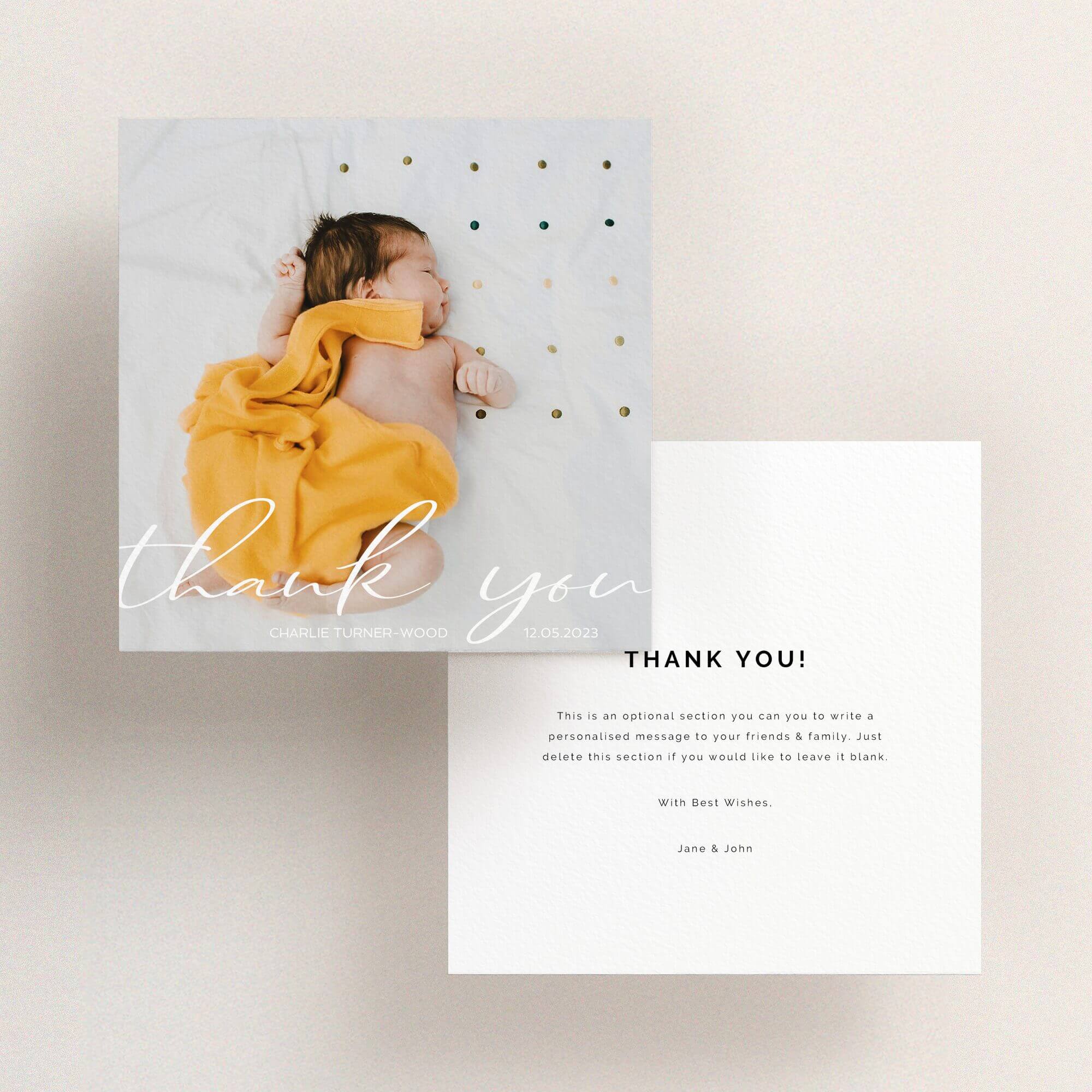 Handwritten Thanks in Baby Thank You Cards