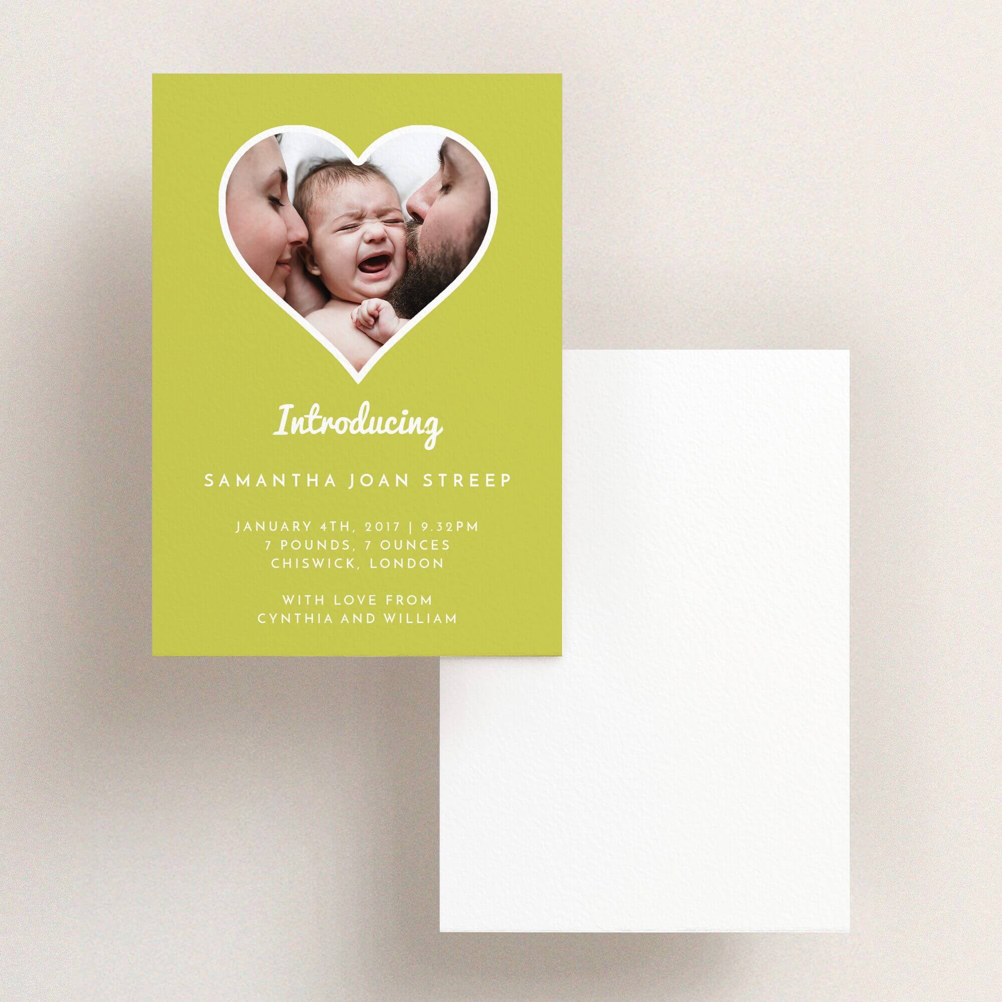 Electric Yellow in Birth Announcement Cards