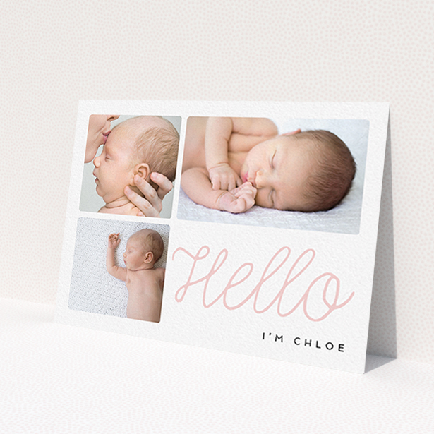 Hello Cursive in Birth Announcement Cards