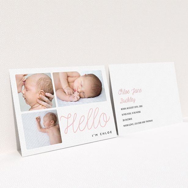 Hello Cursive in Birth Announcement Cards