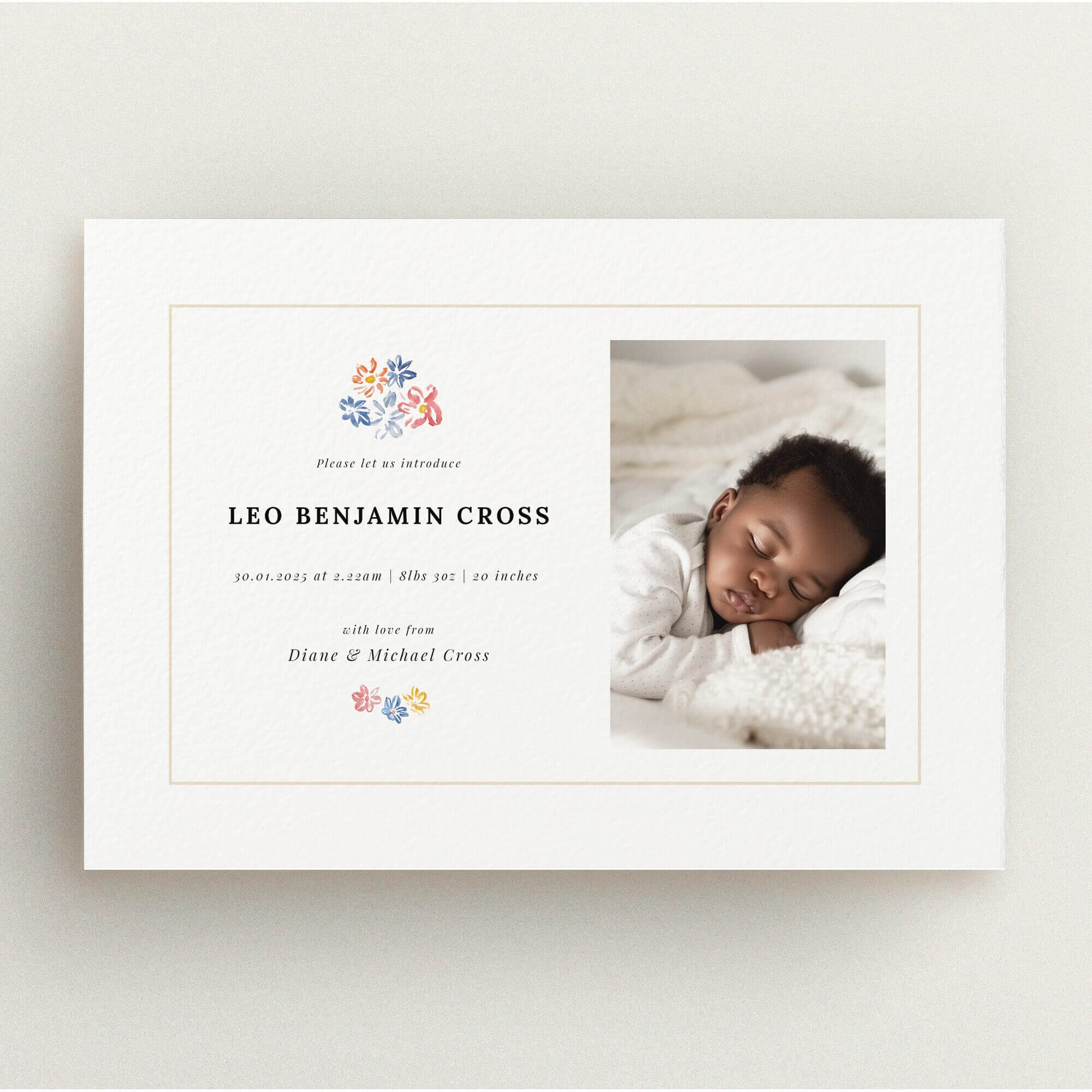 Blossom Introduction in Birth Announcement Cards