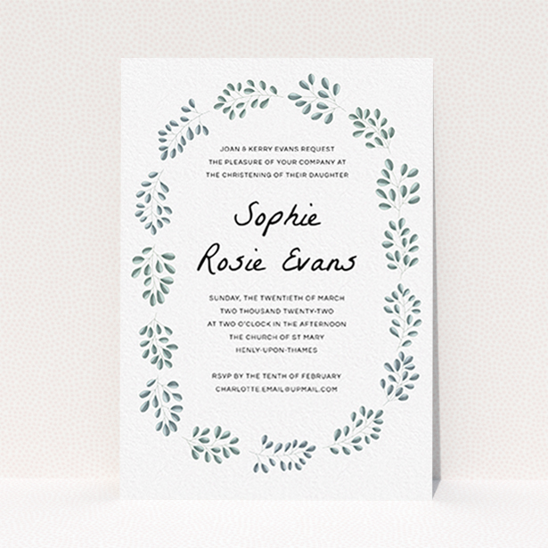 Leaf Wreath in Christening Invitations