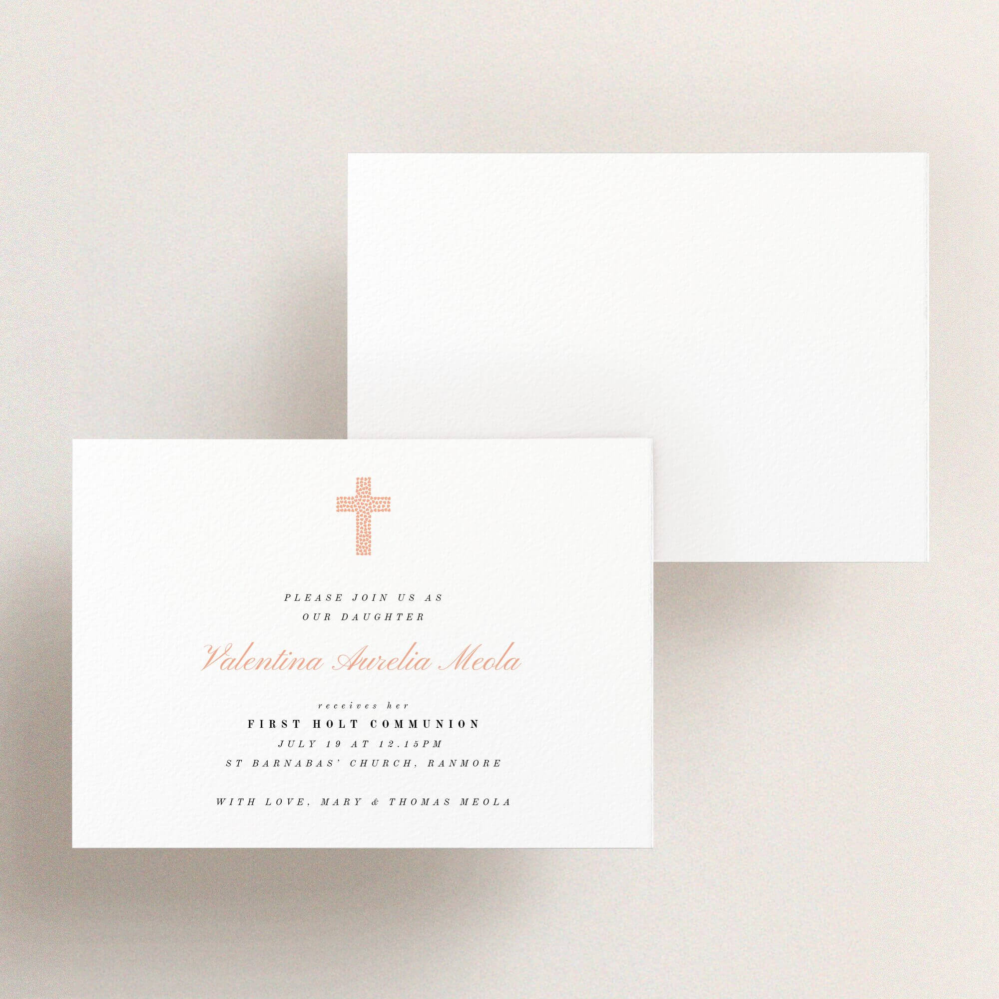 Light Pink Cross in First Holy Communion Invitations