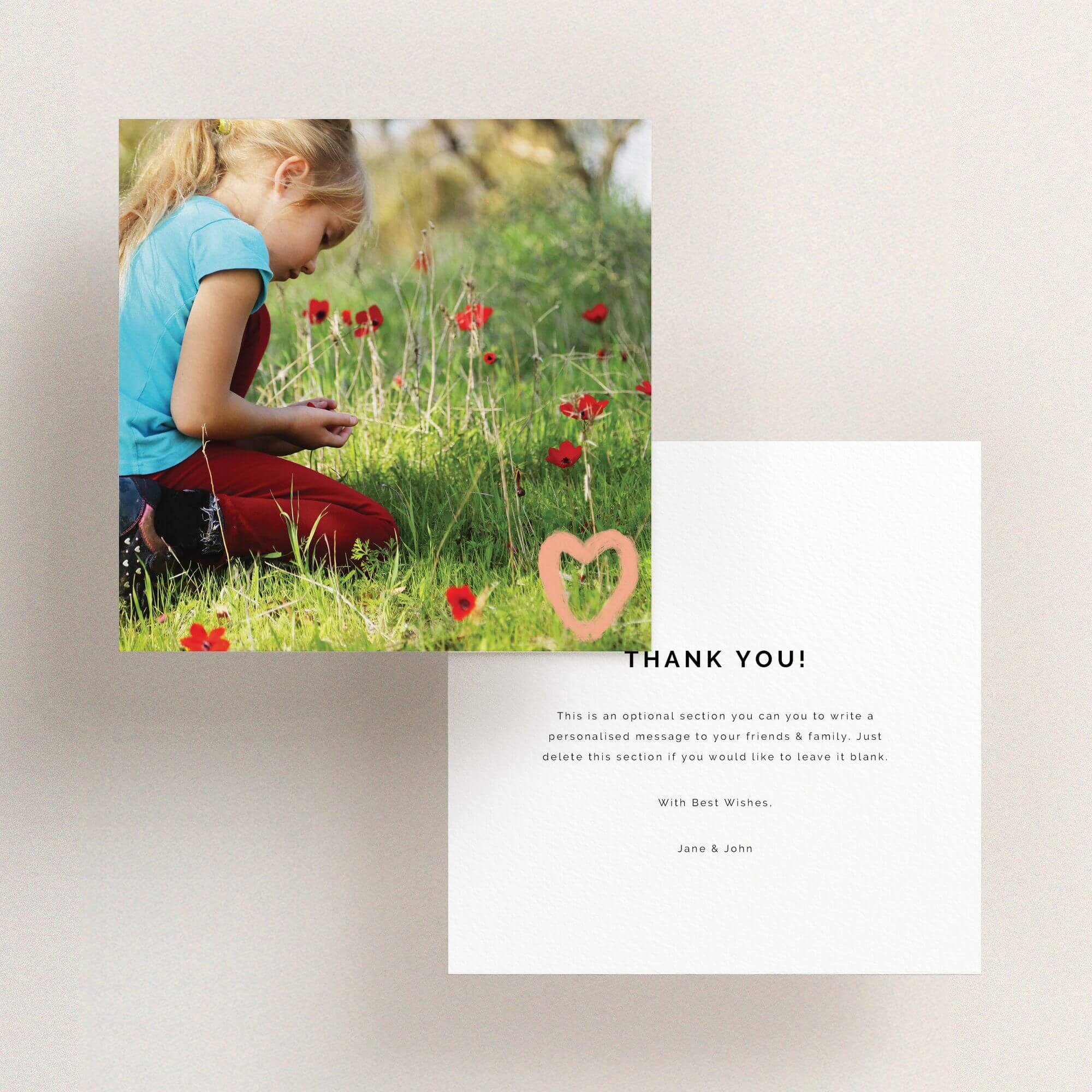 Hand Drawn Heart in First Holy Communion Thank You Cards