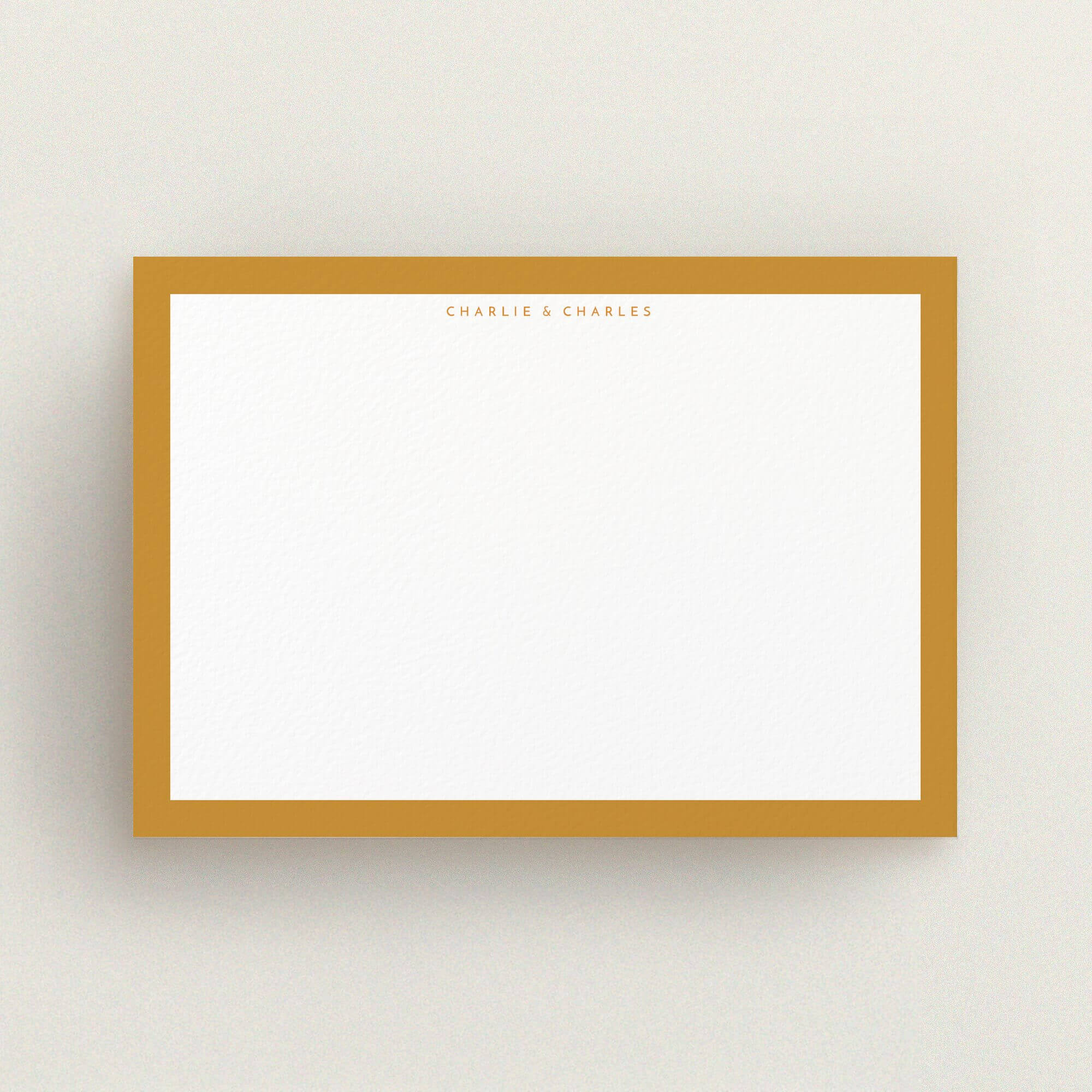 Gold border in Personalised Desk Note Cards for Couples