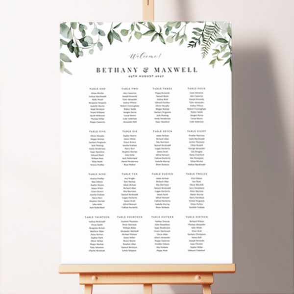 Eucalyptus Bliss Seating Plan in Wedding Table Plans