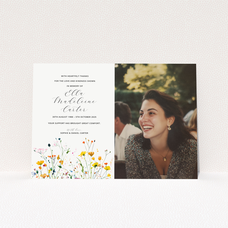 Field of Flowers in Funeral Thank you Cards