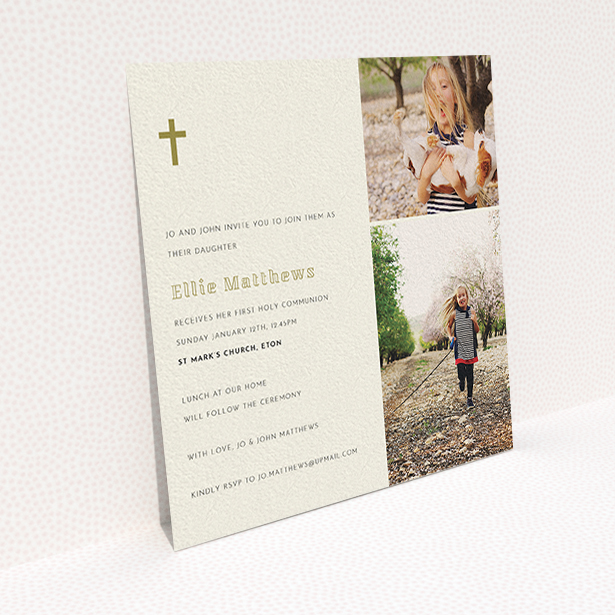 Gold Corner Cross in First Holy Communion Invitations