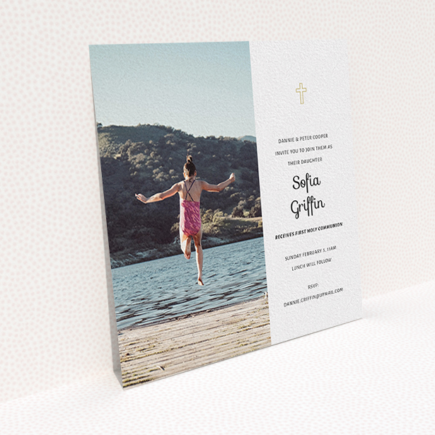 Gold Cross in First Holy Communion Invitations