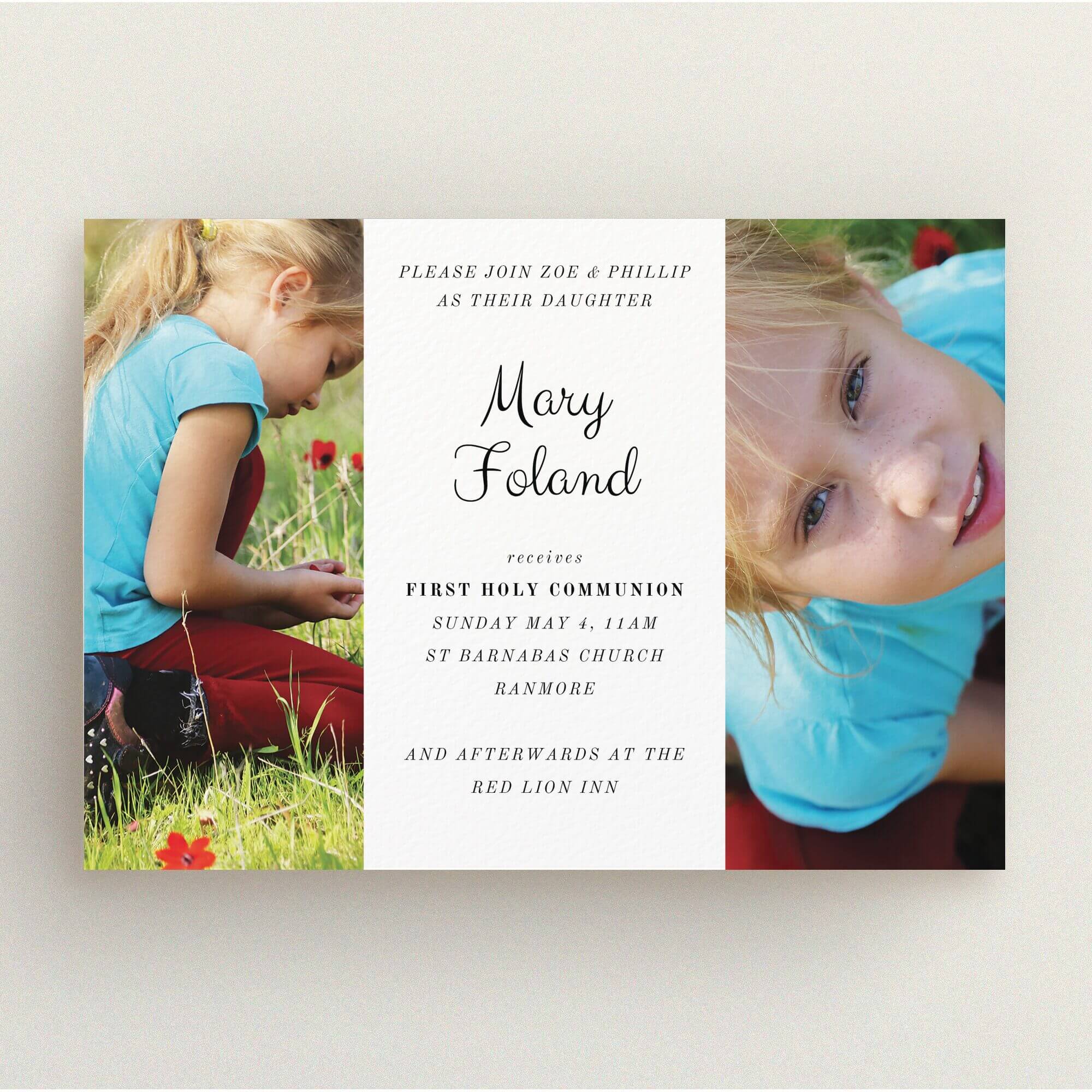 Sandwich Frame in First Holy Communion Invitations