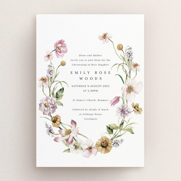 Floral Arc in Christening Invitations