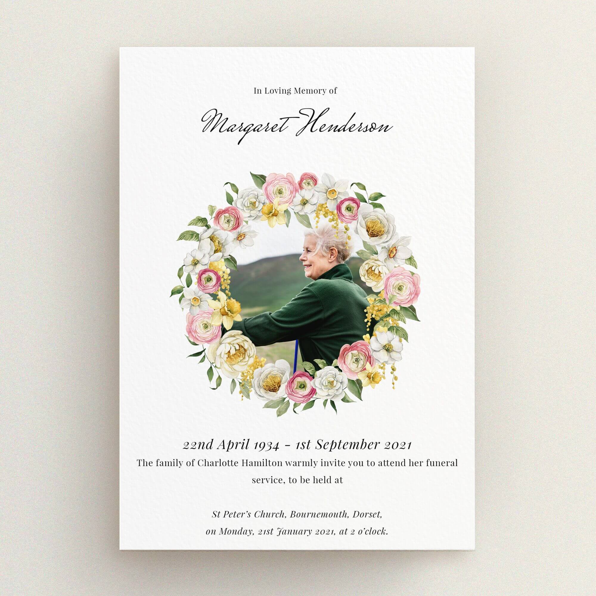 Floral Circle Farewell in Funeral Announcements