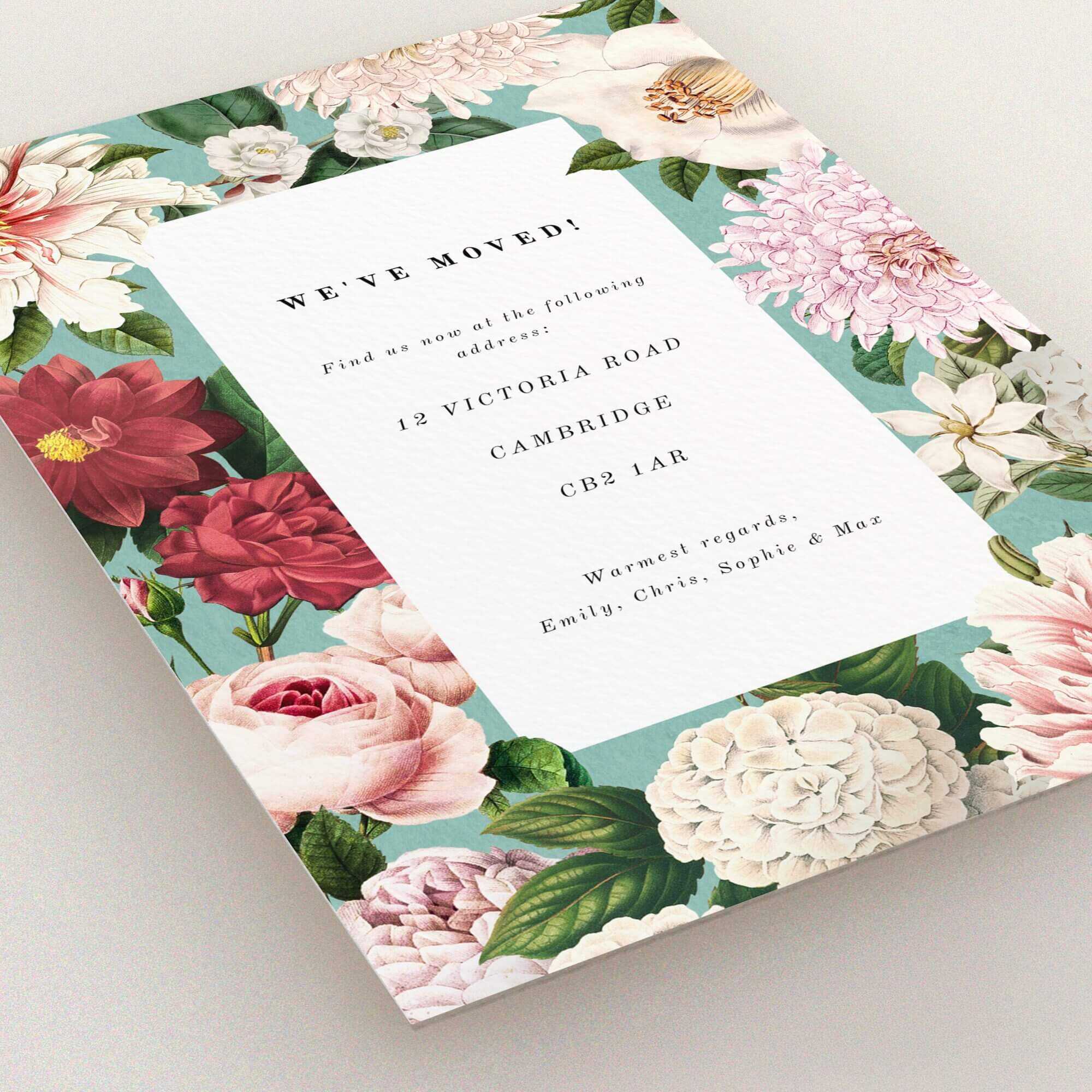 Floral Frame Announcement in Change of Address cards