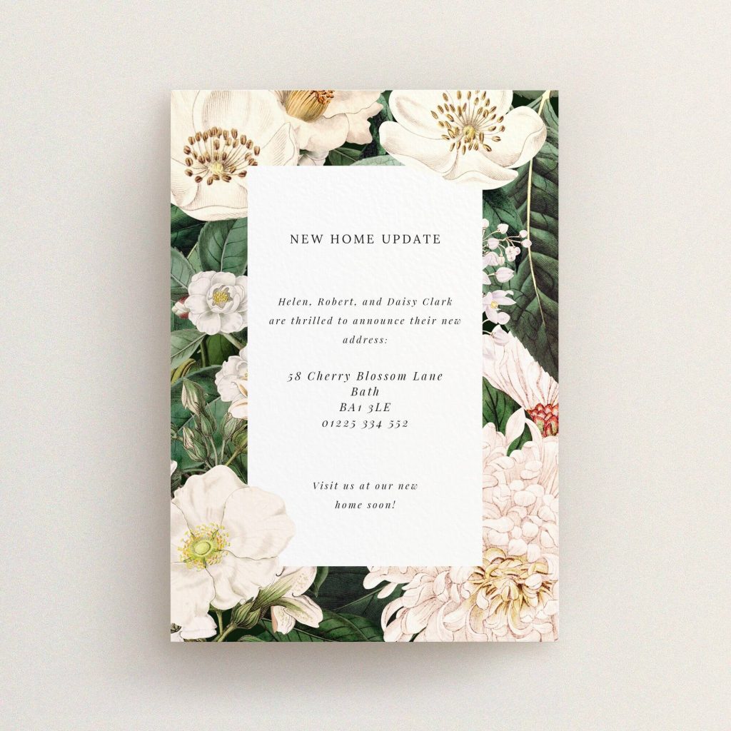 Floral Frame Update in Change of Address cards