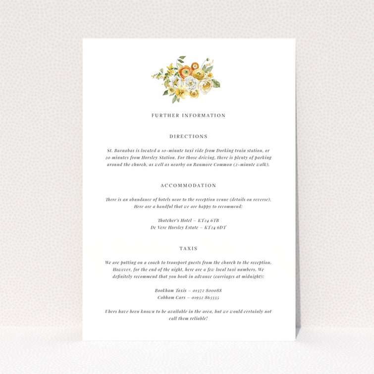 Floral Radiance in Wedding Information Insert Sheets