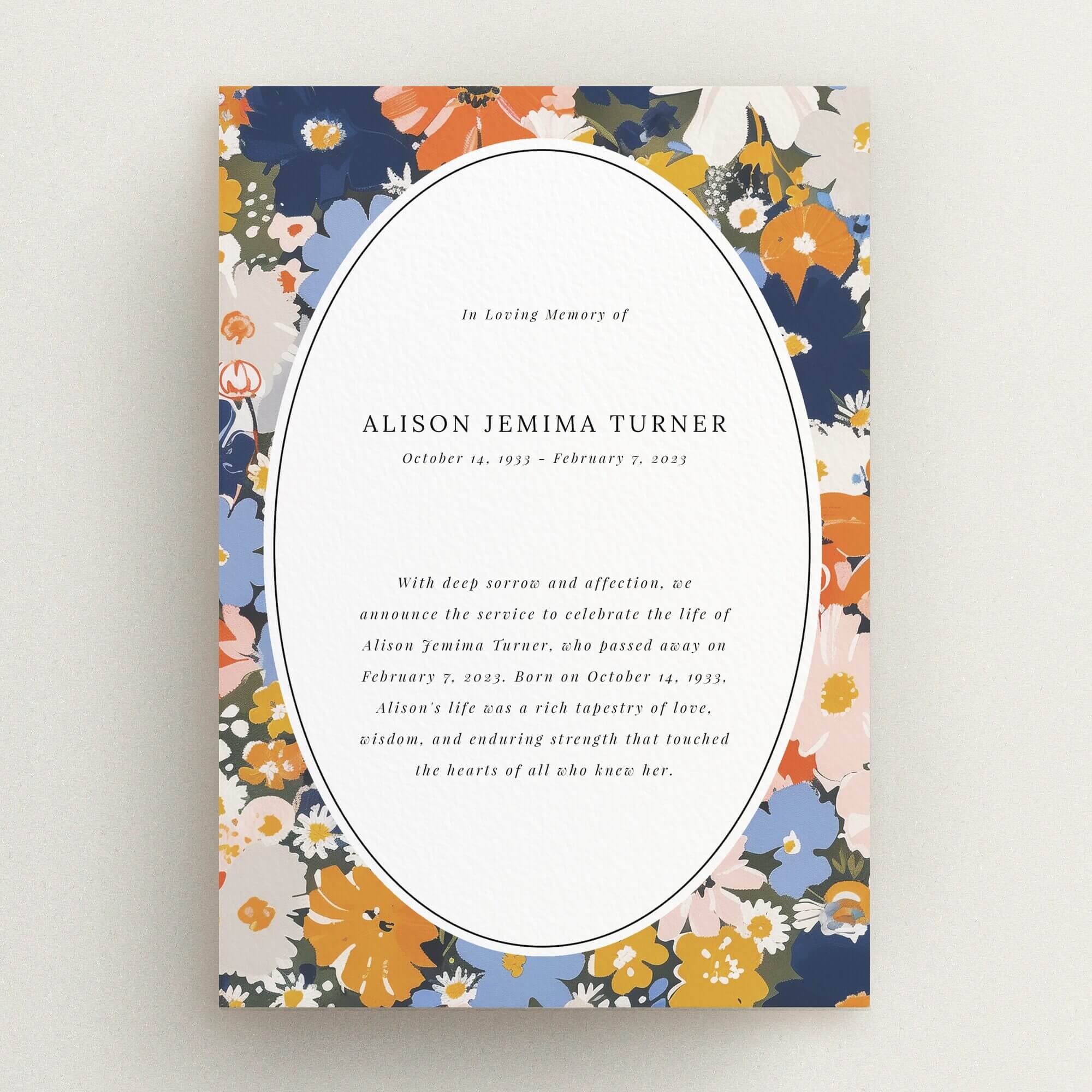 Floral Tapestry in Funeral Announcements