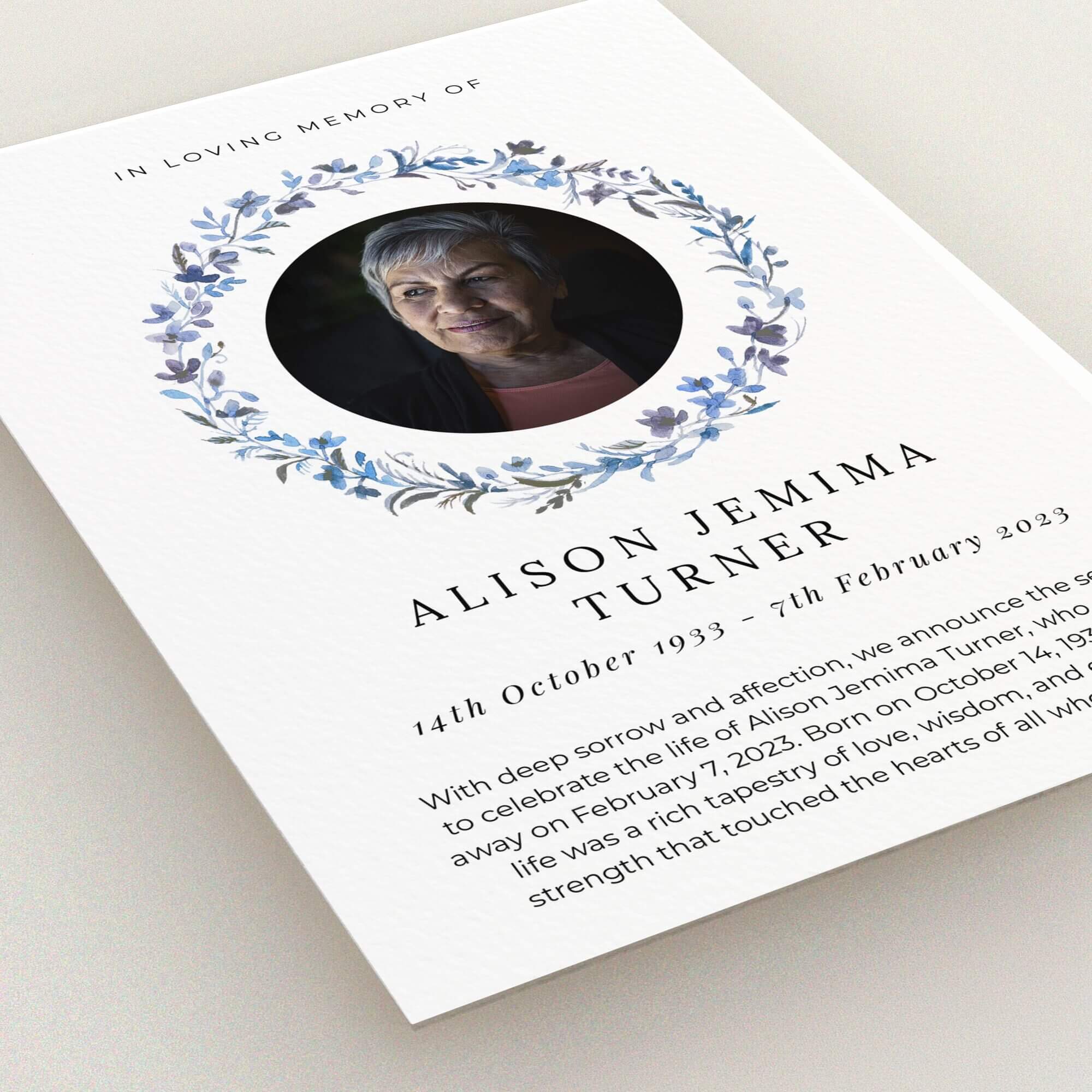 Floral Circle in Funeral Announcements