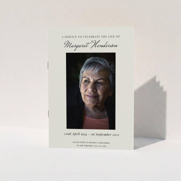 Simple Portrait in Funeral Order of Service