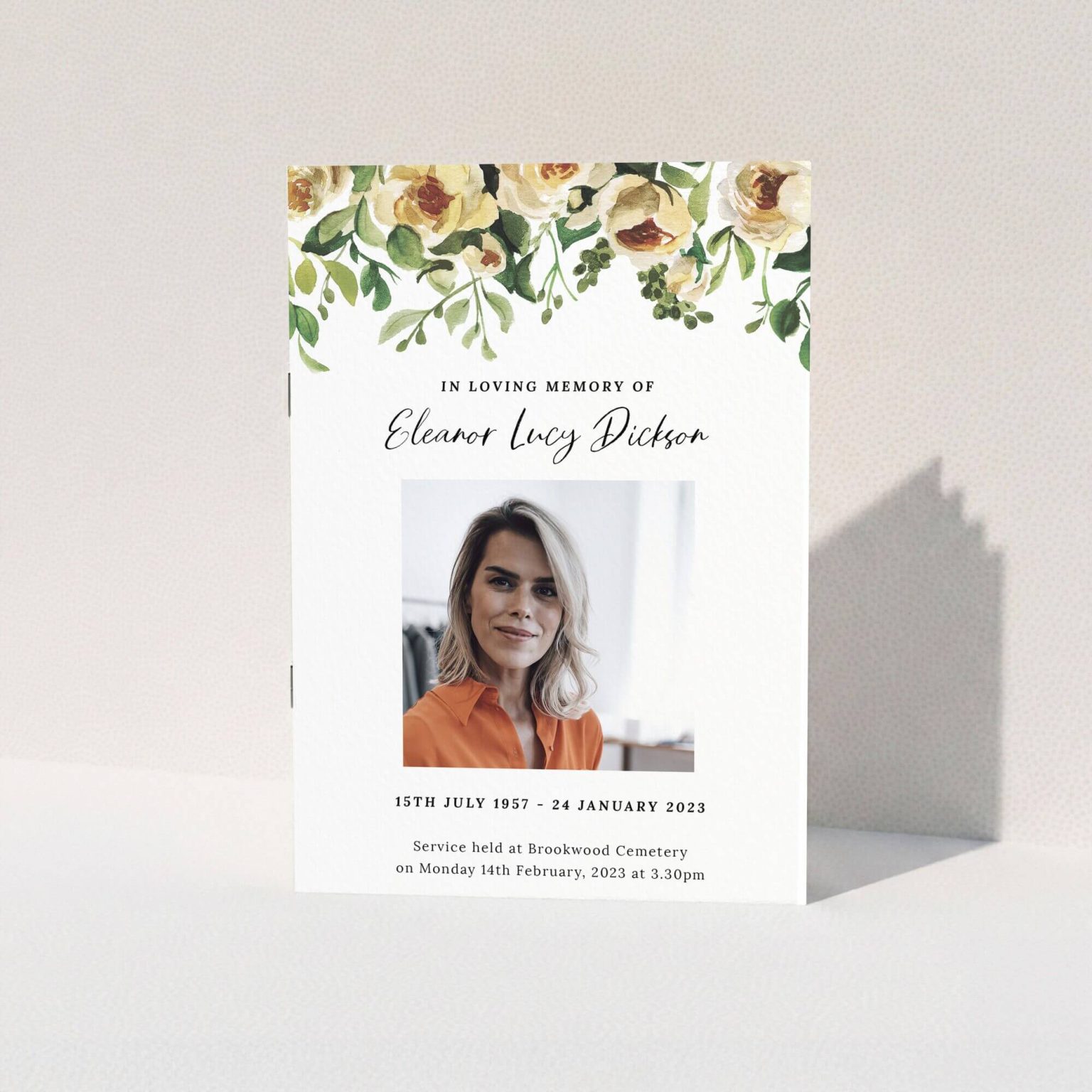 Personalised Funeral Order of Service | Utterly Printable