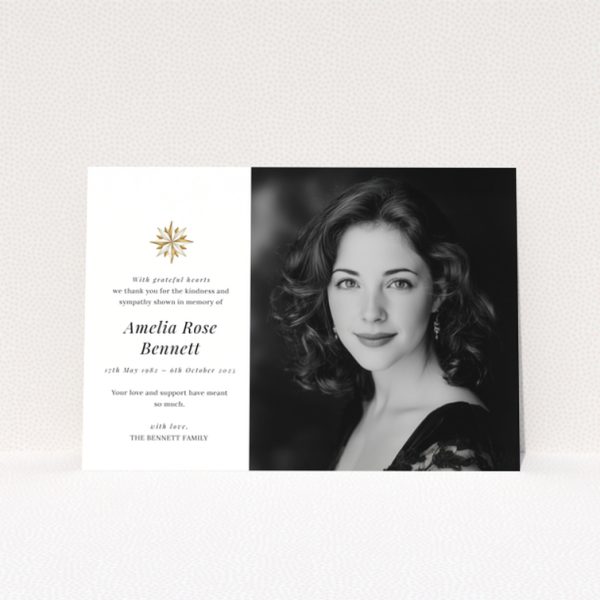 Golden Star Elegance in Funeral Thank you Cards