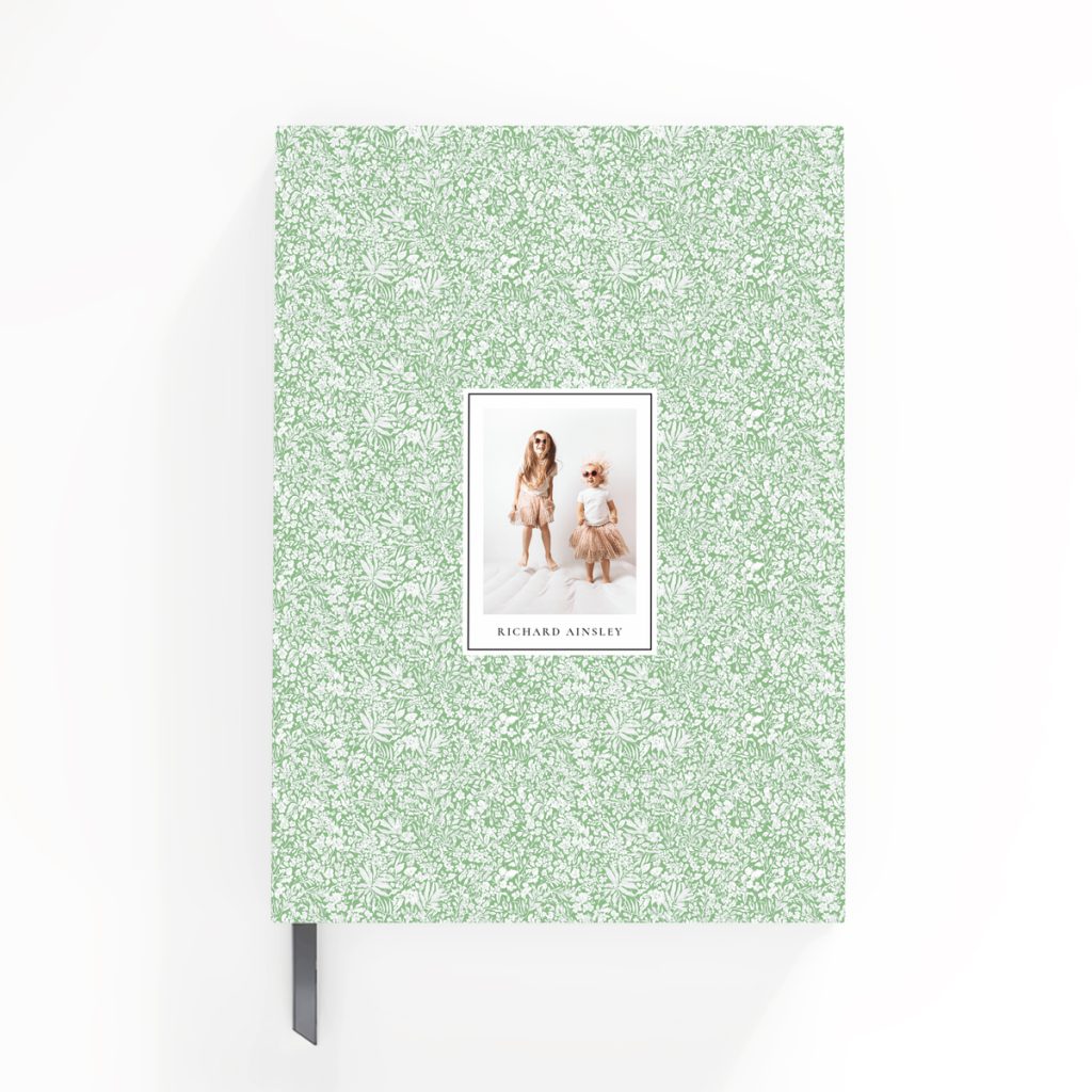 Green Floral Canvas in Personalised Notebooks