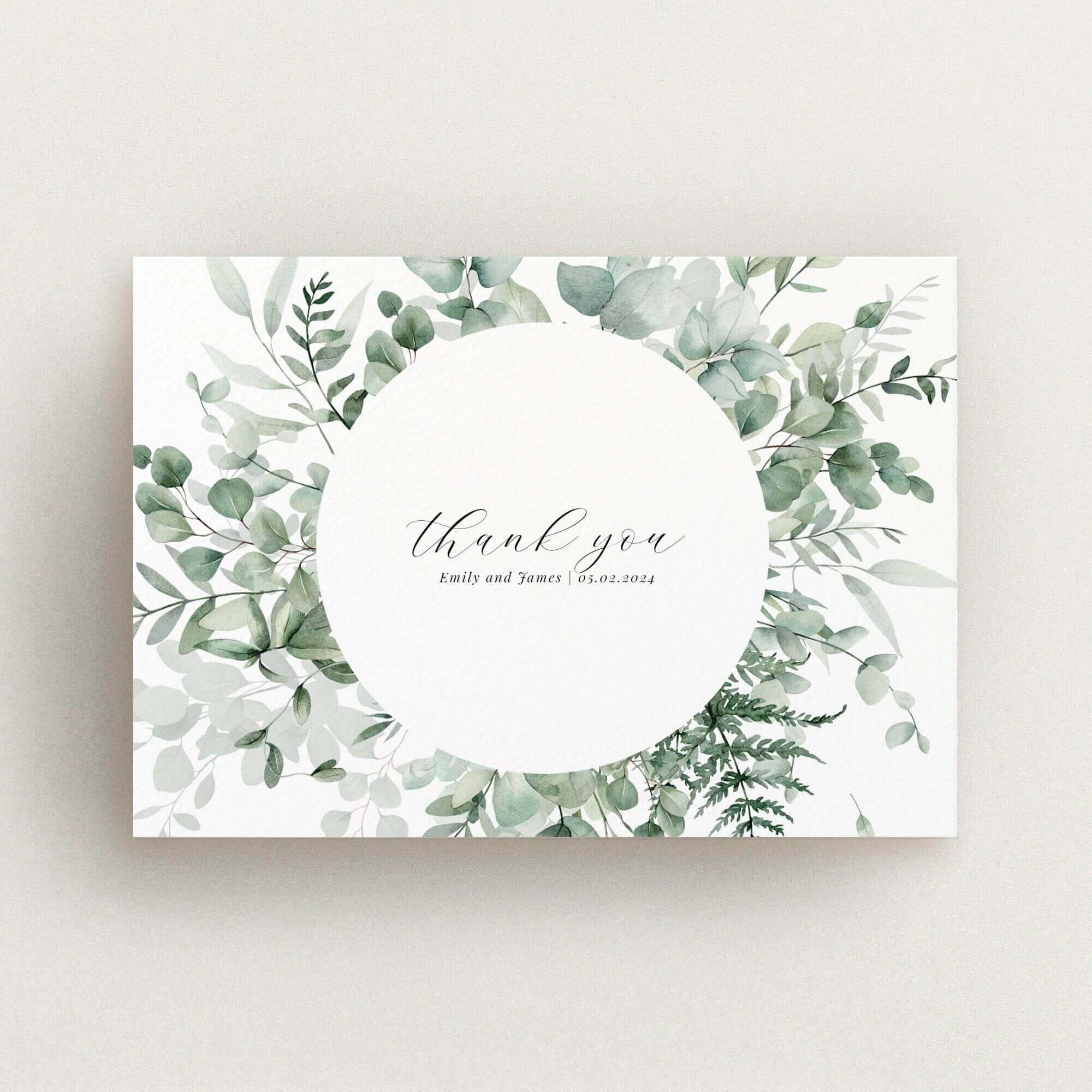 Greenery Circle Thank You in Wedding Thank You Cards