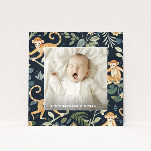 Monkey Palms in Birth Announcement Cards