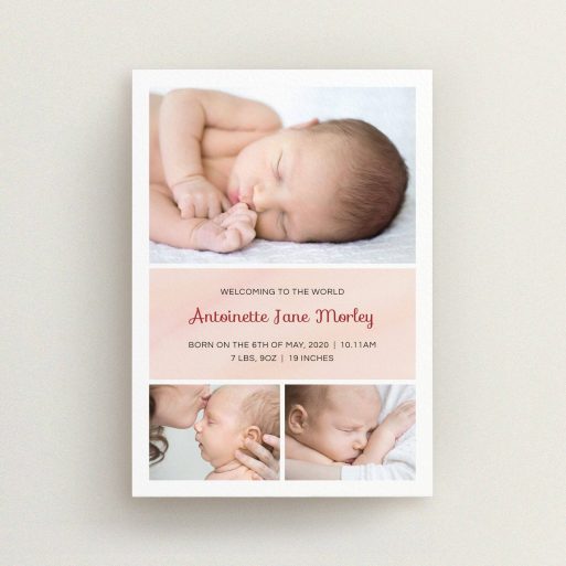 Block Tower in Birth Announcement Cards