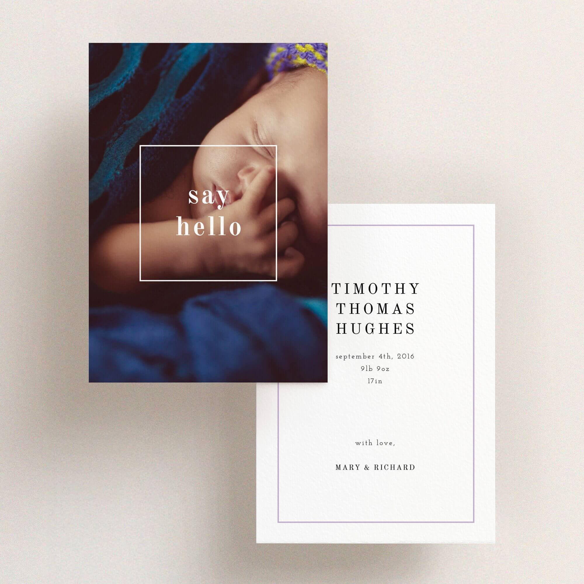 Say Hello in Birth Announcement Cards