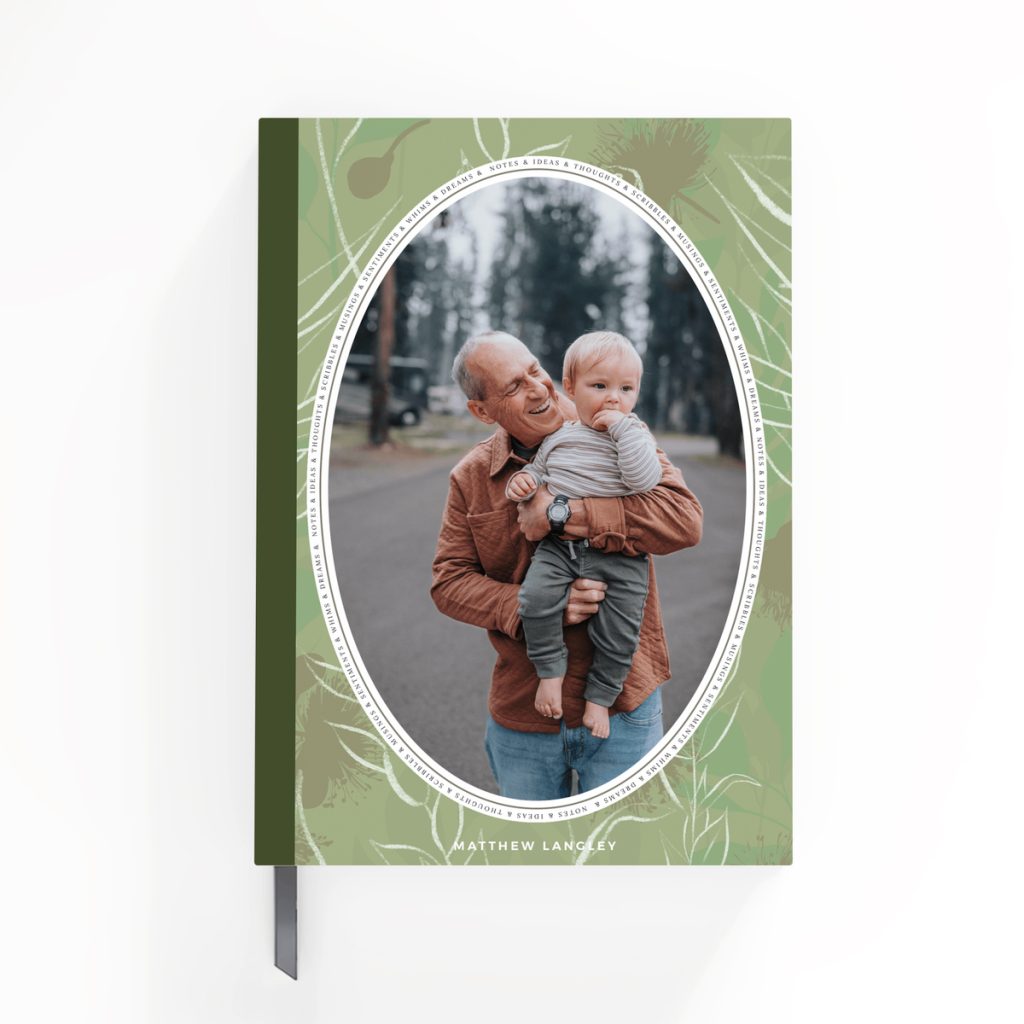 Olive Foliage Frame in Personalised Notebooks