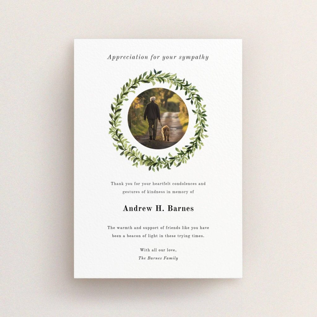 Path of Reflection in Funeral Thank you Cards