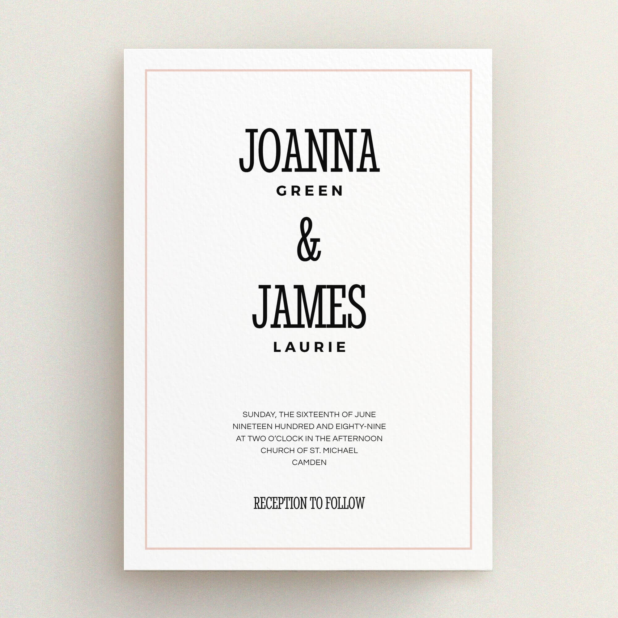Fill the space in Personalised Wedding Invitation Cards
