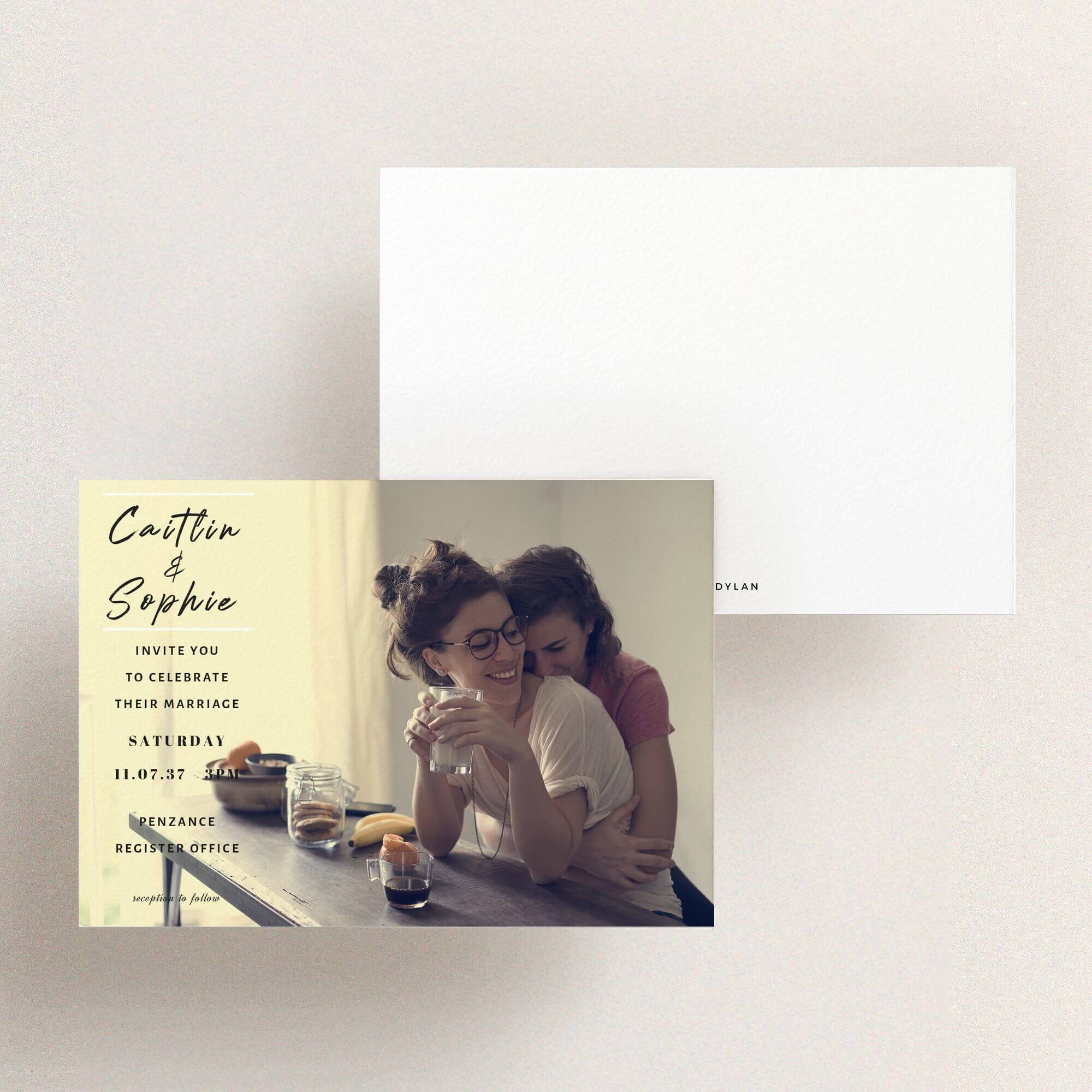Just us landscape in Personalised Wedding Invitation Cards
