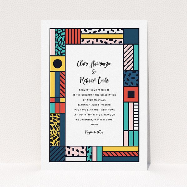 Mondrian-esque in Personalised Wedding Invitation Cards