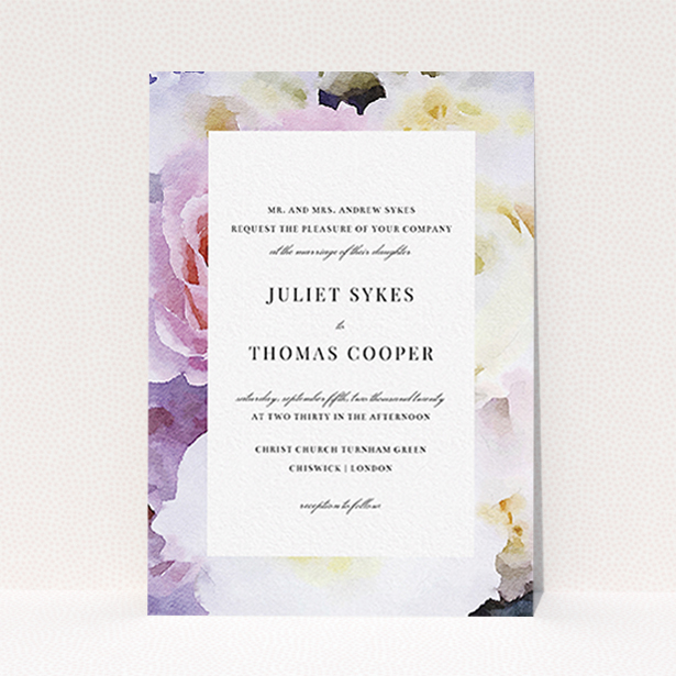 Pink Rose Frame in Personalised Wedding Invitation Cards