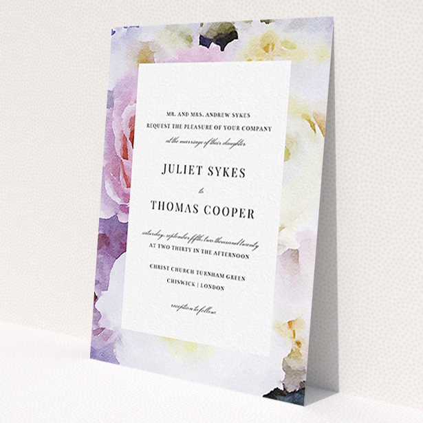 Pink Rose Frame in Personalised Wedding Invitation Cards