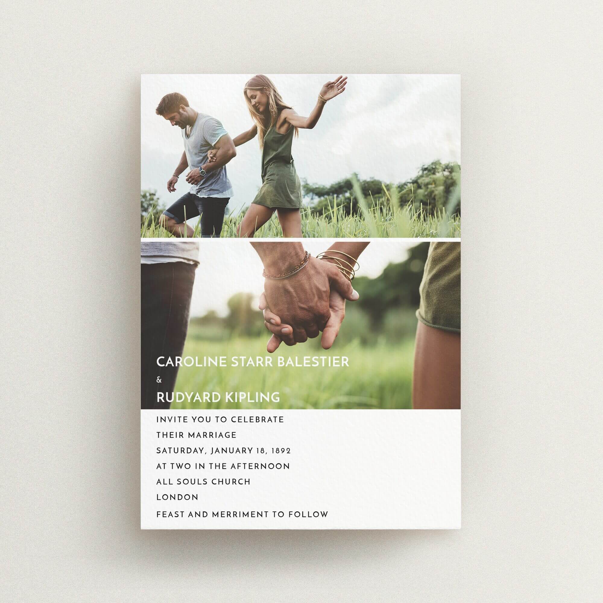 Side-by-side in Personalised Wedding Invitation Cards