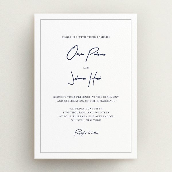 Signature script in Personalised Wedding Invitation Cards