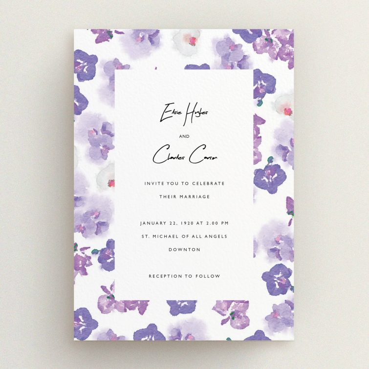 Violet Explosion in Personalised Wedding Invitation Cards